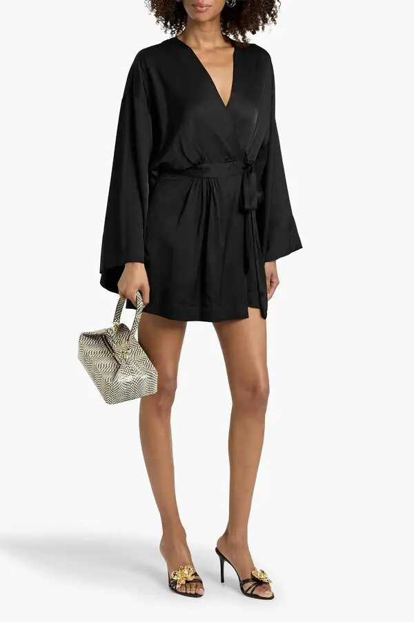 Dries Van Noten Satin Mini Wrap Dress