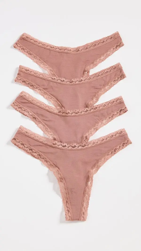 STRIPE & STARE Thong 4 Pack Box - Mocha