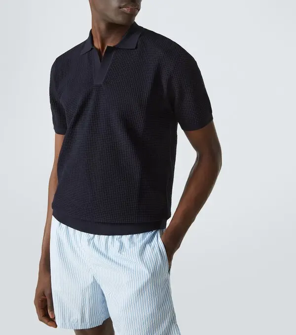 Orlebar Brown Roddy Knit Polo Shirt - Blue