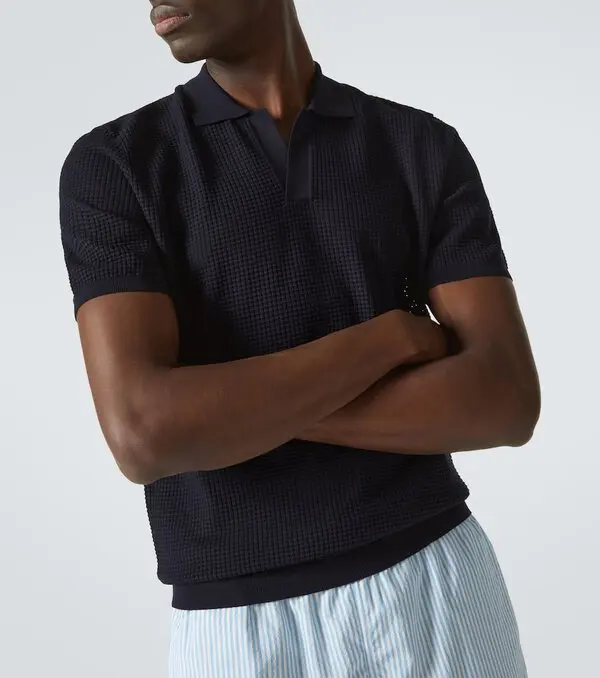 Orlebar Brown Roddy Knit Polo Shirt - Blue