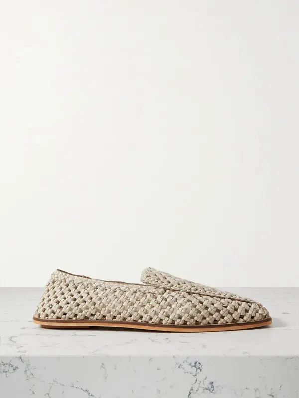 ST. AGNI Net Sustain Macramé Leather Loafers - Neutrals