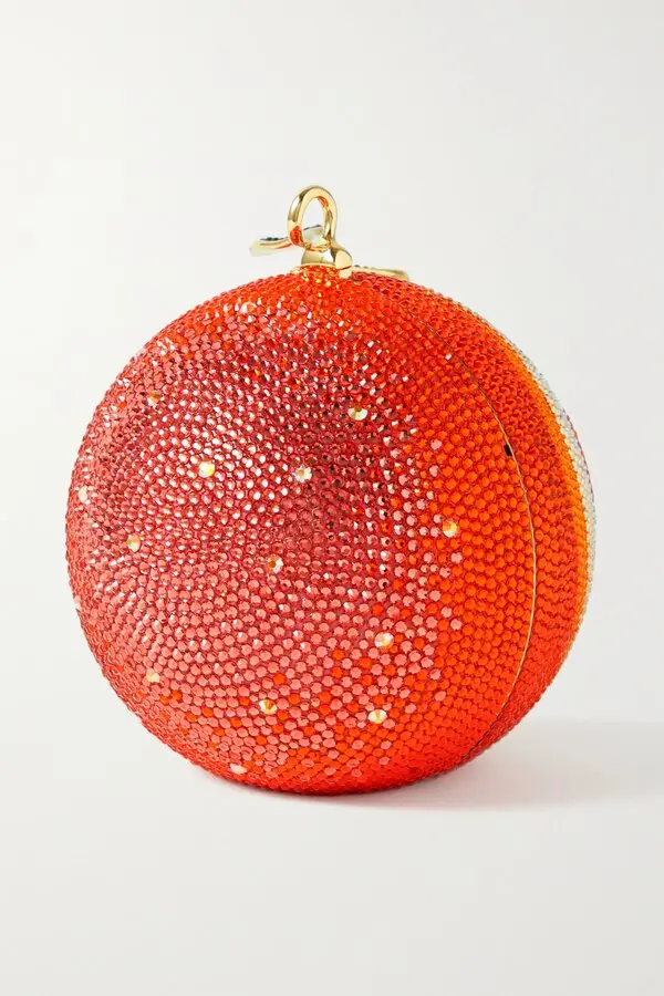 Judith Leiber Tangerine Crystal-embellished Gold-tone Clutch