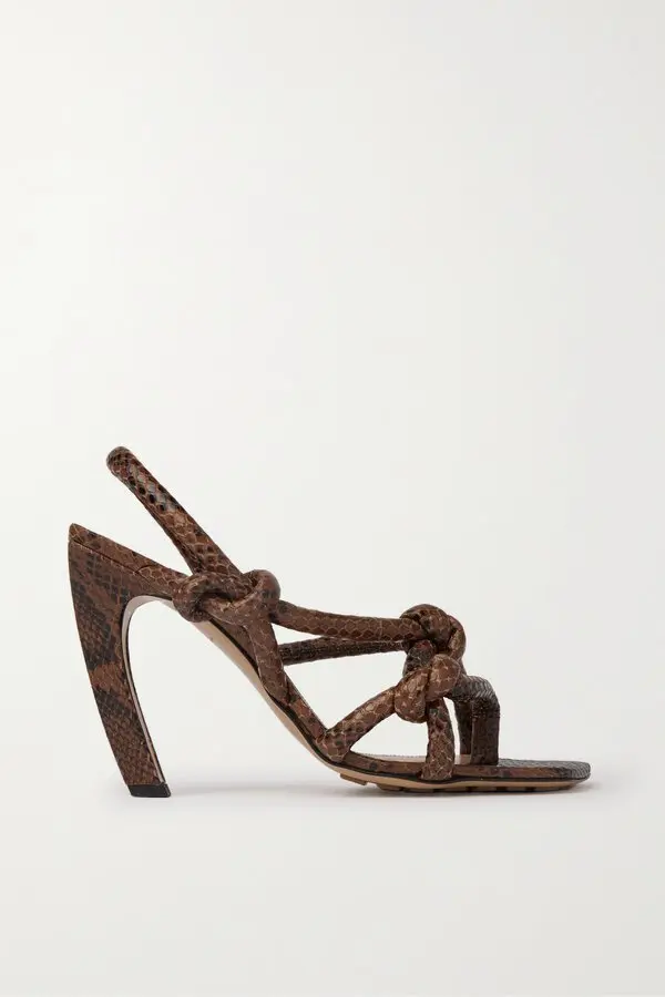 Bottega Veneta Jimbo Snake-effect Leather Slingback Sandals