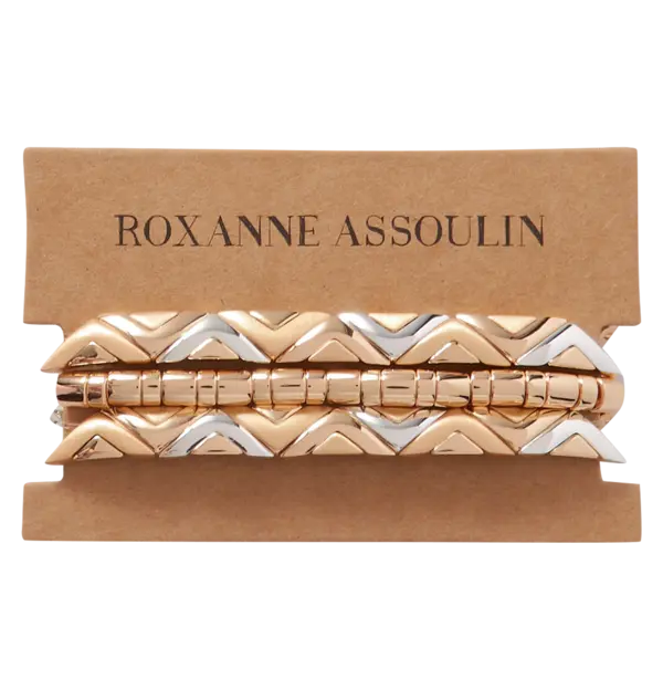 ROXANNE ASSOULIN Puzzled Set Of Three Gold- And Silver-tone Bracelets
