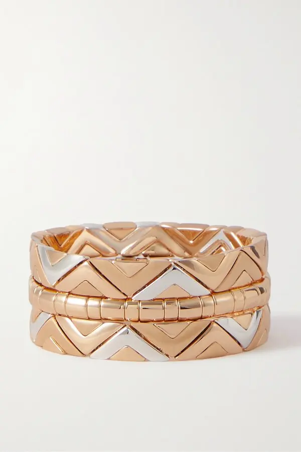 ROXANNE ASSOULIN Puzzled Set Of Three Gold- And Silver-tone Bracelets