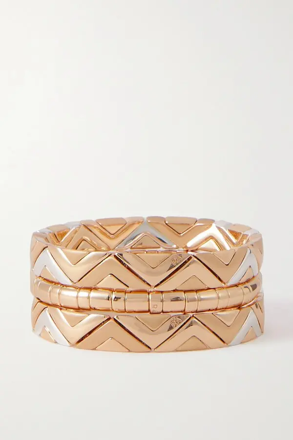 ROXANNE ASSOULIN Puzzled Set Of Three Gold- And Silver-tone Bracelets