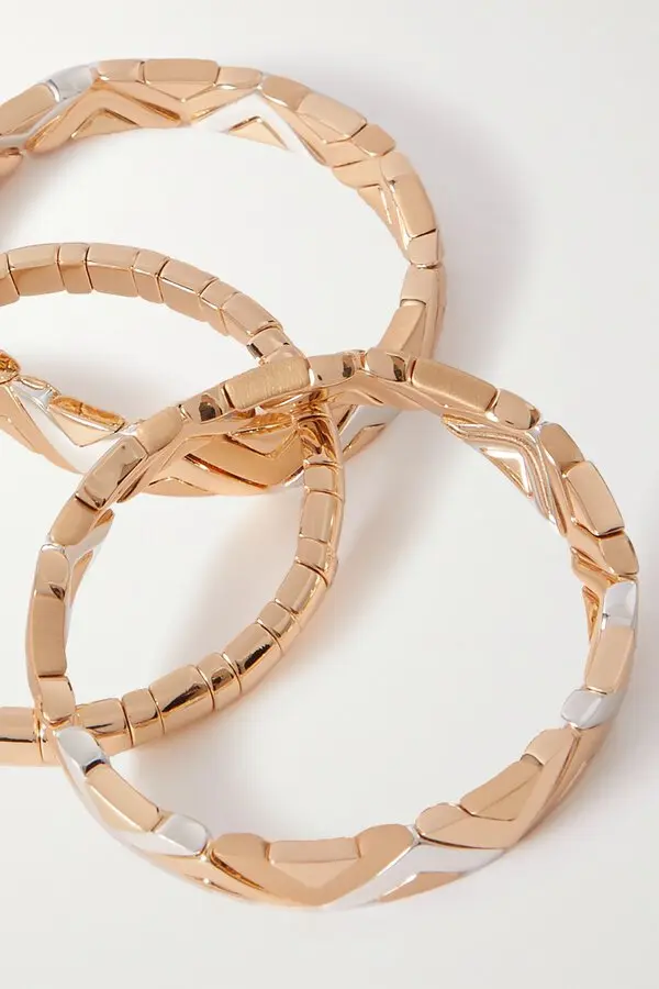 ROXANNE ASSOULIN Puzzled Set Of Three Gold- And Silver-tone Bracelets