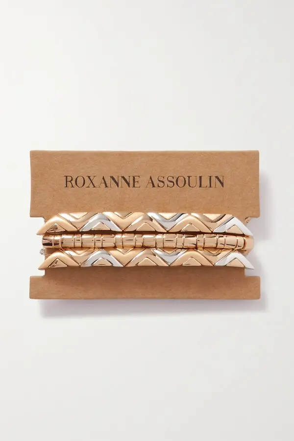 ROXANNE ASSOULIN Puzzled Set Of Three Gold- And Silver-tone Bracelets