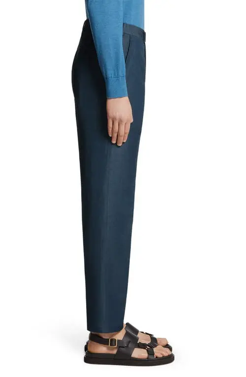 Zegna Trofeo Wool And Linen Slim Fit Pants