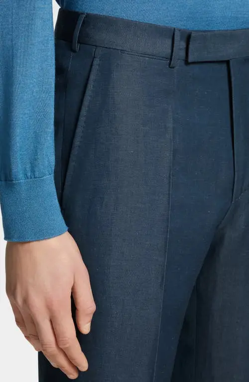 Zegna Trofeo Wool And Linen Slim Fit Pants