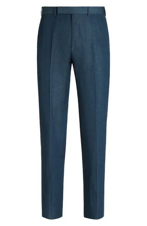 Zegna Trofeo Wool And Linen Slim Fit Pants