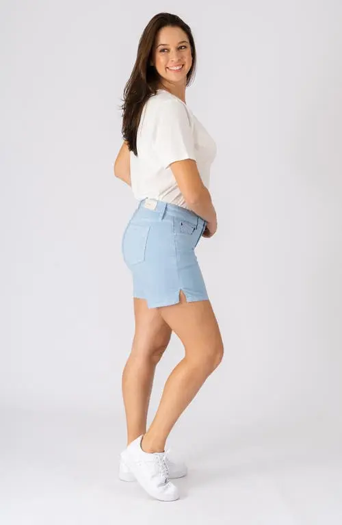 SLINK JEANS Side Vent Denim Shorts - Cerulean