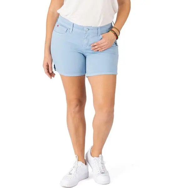 SLINK JEANS Side Vent Denim Shorts - Cerulean