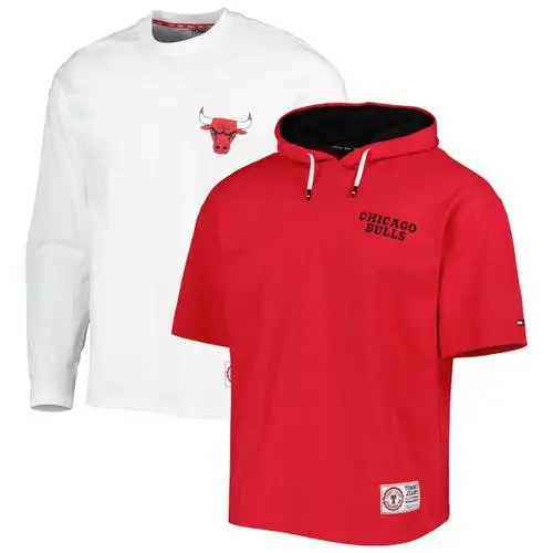 Tommy Hilfiger White Chicago Bulls Matthew 2-in-1 T-shirt & Hoodie Combo Set - Red