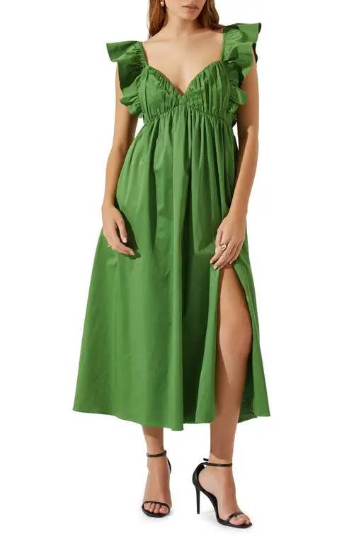 knee length dresses for ladies Flutter Sleeve Floral Asymmetric Maxi Dress