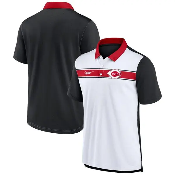 Nike Black Cincinnati Reds Rewind Stripe Polo