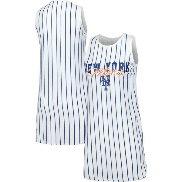 CONCEPTS SPORT New York Mets Pinstripe Knit Sleeveless Nightshirt - White
