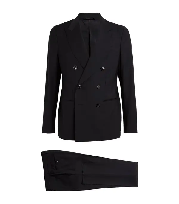 Giorgio Armani Wool Double-breasted 2-piece Suit - Blue