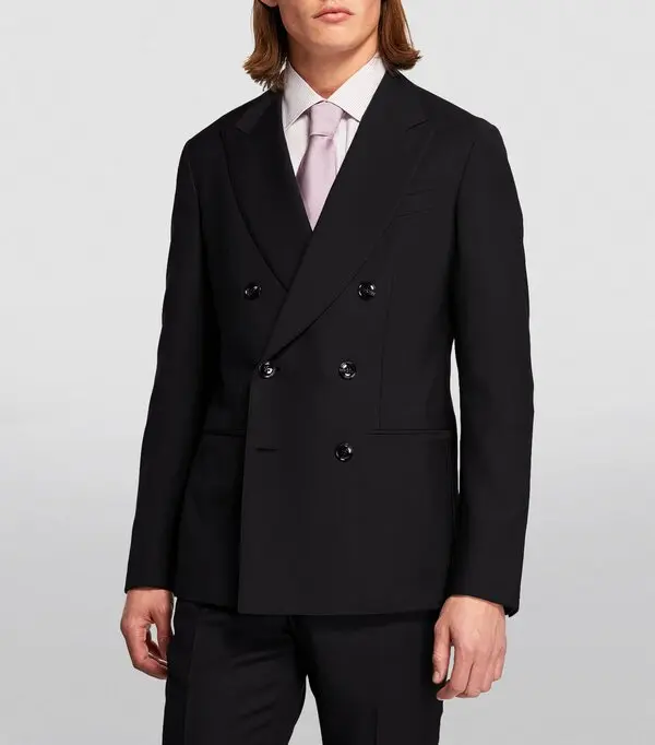 Giorgio Armani Wool Double-breasted 2-piece Suit - Blue