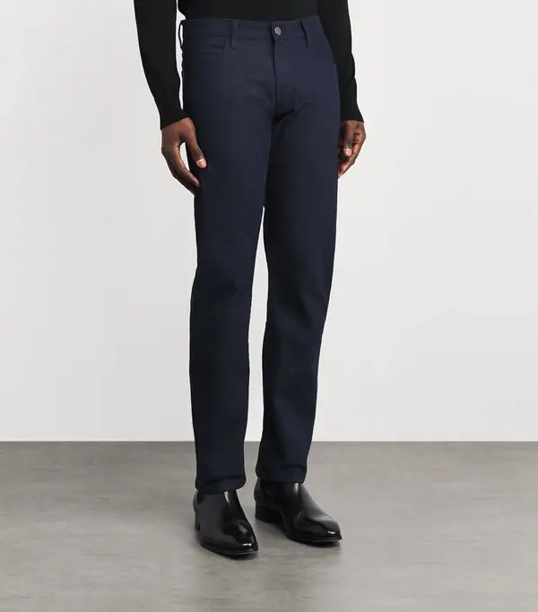 Giorgio Armani Stretch-cotton-blend Chinos - Blue