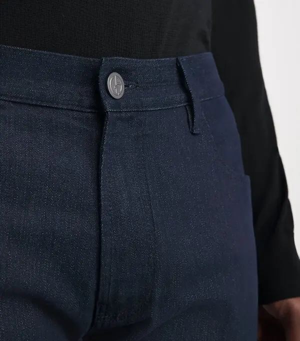 Giorgio Armani Stretch-cotton-blend Chinos - Blue