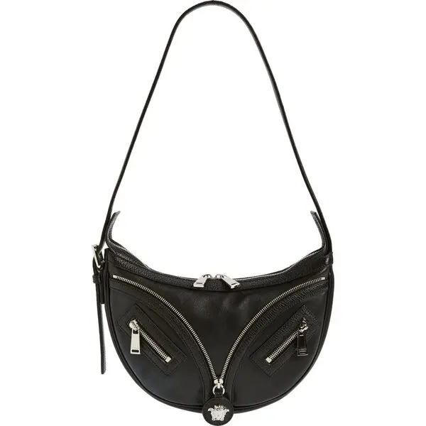 Versace Repeat Leather Hobo Bag - Black/palladium