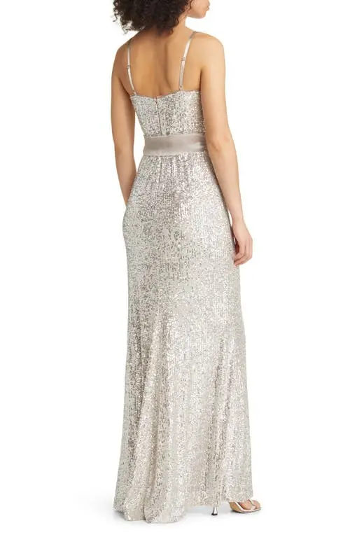 Eliza J Organza Flower Sequin Gown