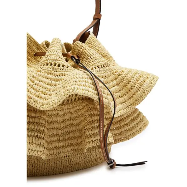 Loewe Balloon Ruffled Raffia Basket Bag