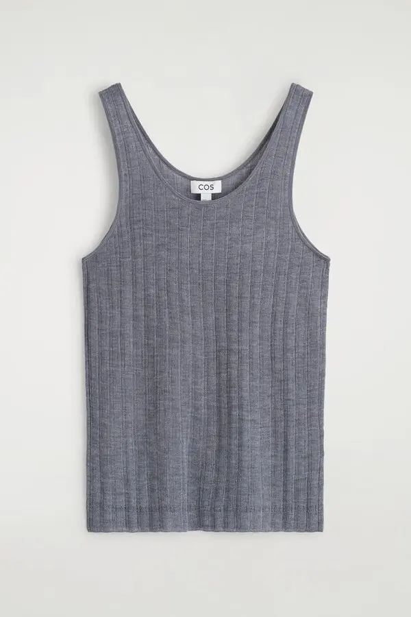 Cos Ribbed-knit Silk Tank Top - Gray