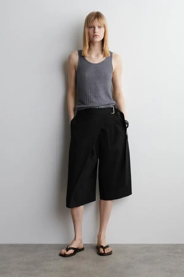 Cos Ribbed-knit Silk Tank Top - Gray