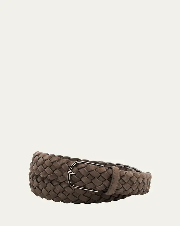 Simonnot Godard Bicolor Braided Leather Belt, 35mm - Facade