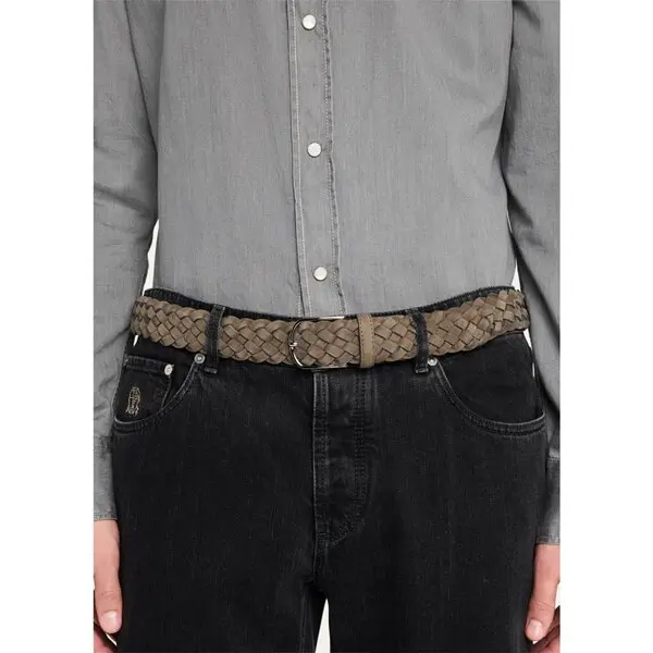 Simonnot Godard Bicolor Braided Leather Belt, 35mm