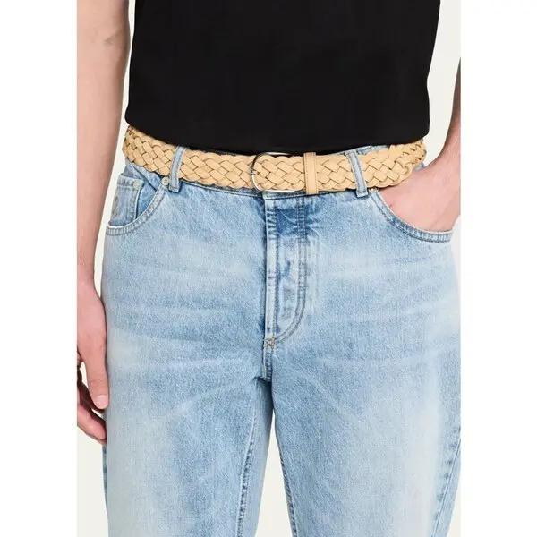 Simonnot Godard Bicolor Braided Leather Belt, 35mm