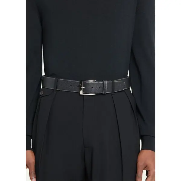 Simonnot Godard Lagun Grained Leather Belt - Blkblu