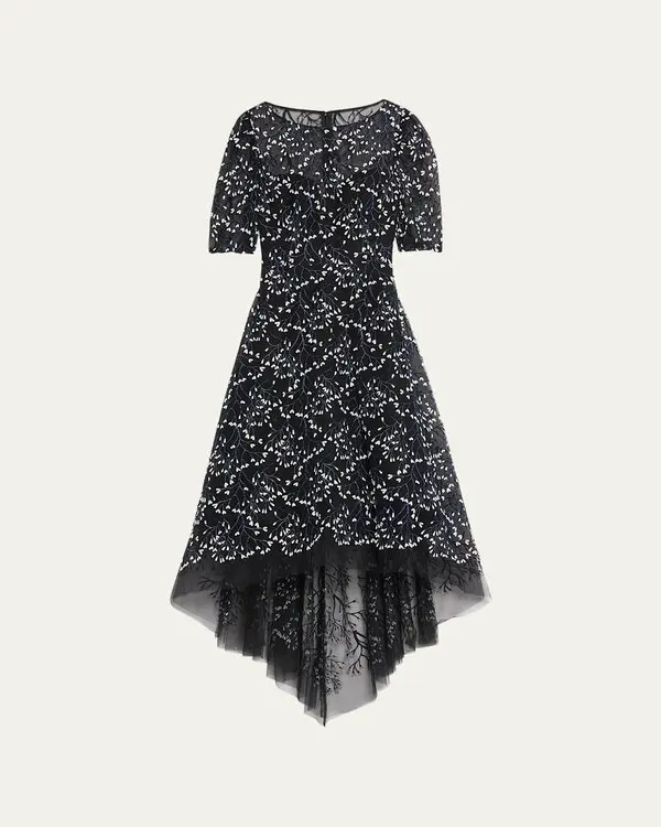 Rickie Freeman For Teri Jon 3d Lace High-low Dress