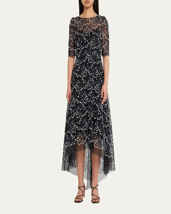 Rickie Freeman For Teri Jon 3d Lace High-low Dress
