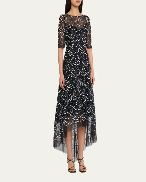 Rickie Freeman For Teri Jon 3d Lace High-low Dress
