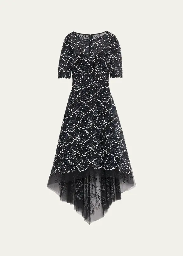 Rickie Freeman For Teri Jon 3d Lace High-low Dress