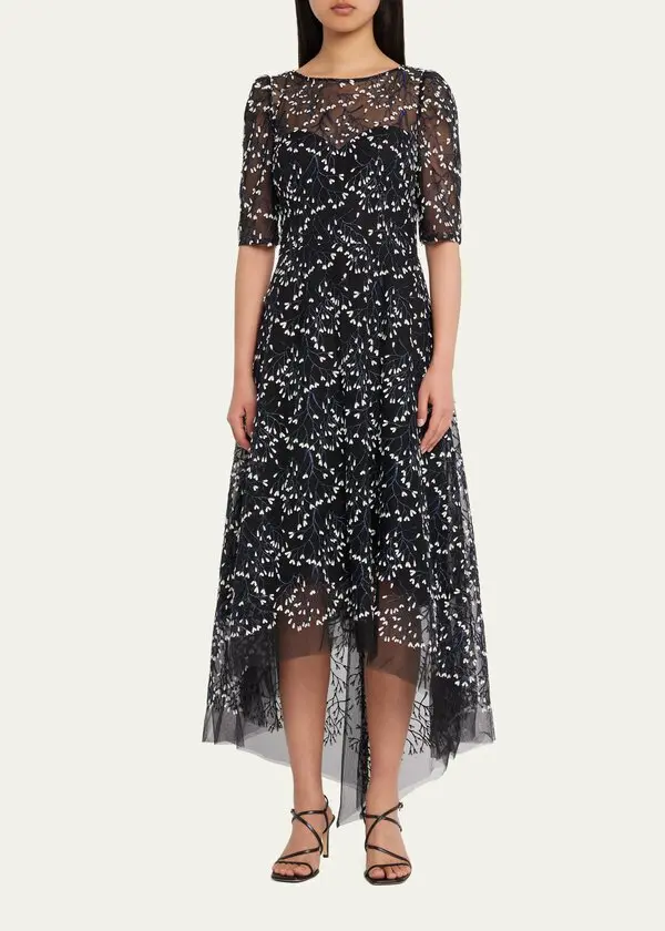 Rickie Freeman For Teri Jon 3d Lace High-low Dress