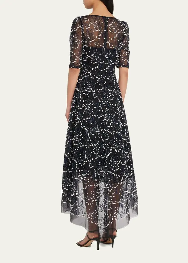 Rickie Freeman For Teri Jon 3d Lace High-low Dress