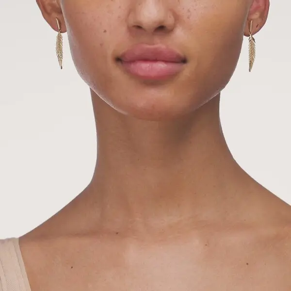 CADAR Small 18k Feather Drop Earrings