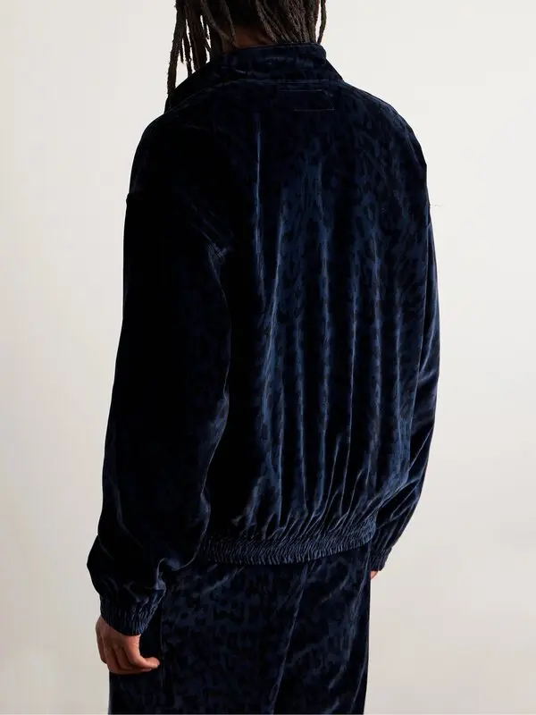 Wacko Maria Embroidered Leopard-Print Cotton-Velvet Track Jacket
