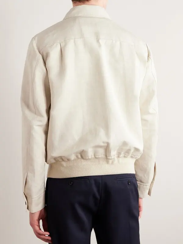 Loro Piana André Rain System® Linen Bomber Jacket