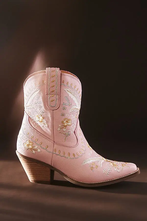 DINGO 1969 Primrose Leather Booties - Pink