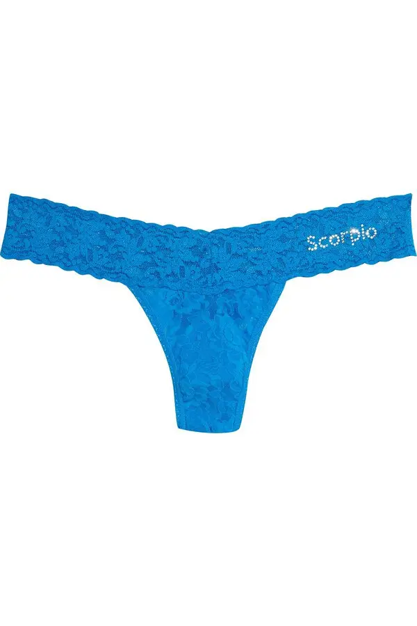 Hanky Panky Zodiac Crystalembellished Stretchlace Lowrise Thong - Azure