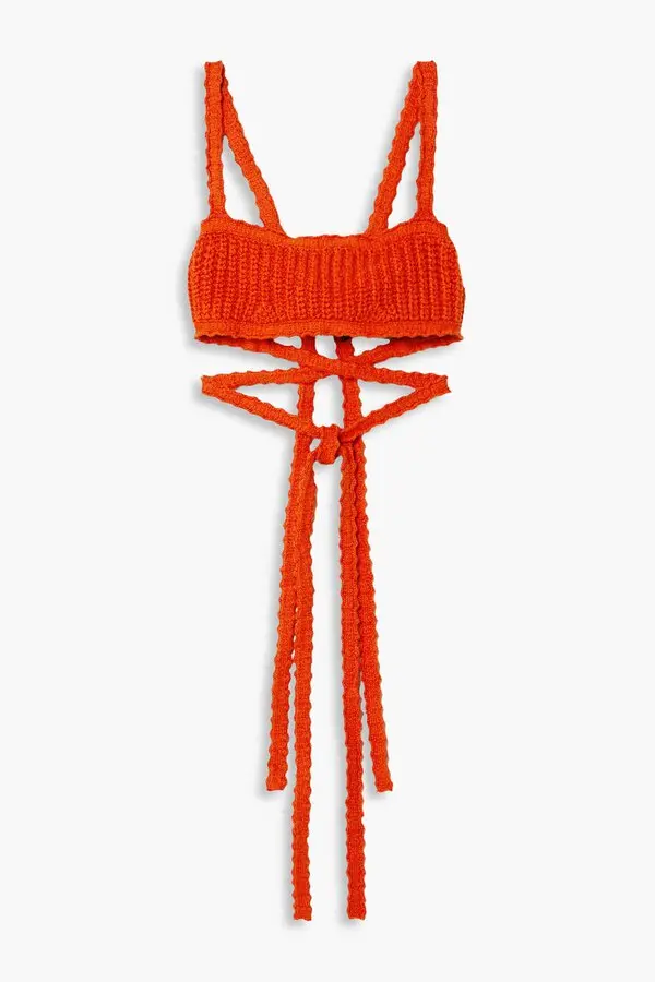 Alanui Caribbean Vibes Ribbed Cotton Bra Top - Bright Orange