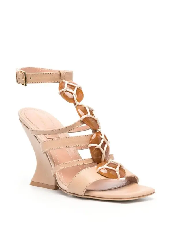 Alberta Ferretti Sculptural Wedge Heel Sandals With Bead Detailing