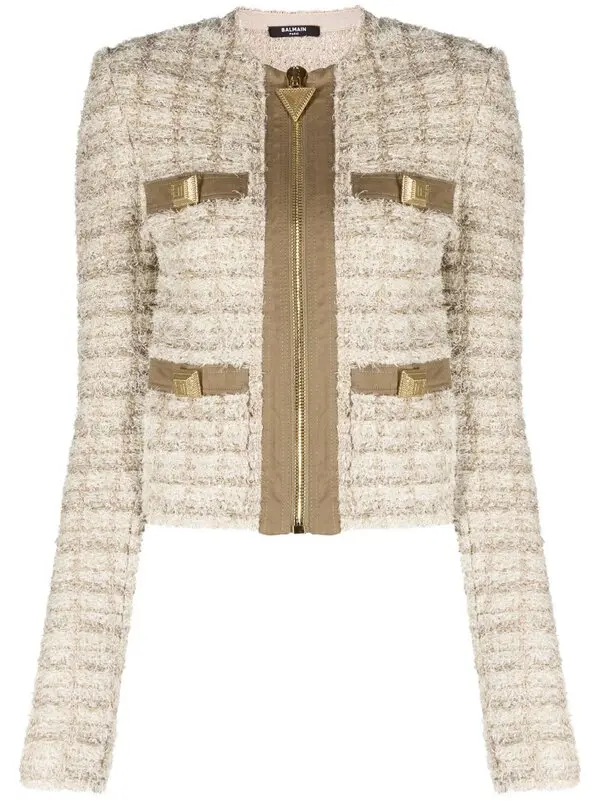 Balmain Button-embellished Bouclé Jacket - Green