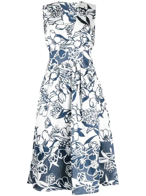 Silvia Tcherassi Nayla Whimsical Garden-print Dress - Blue