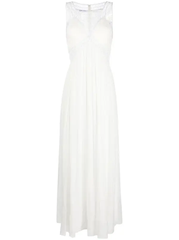 Alberta Ferretti Embroidered Silk Maxi Dress - White